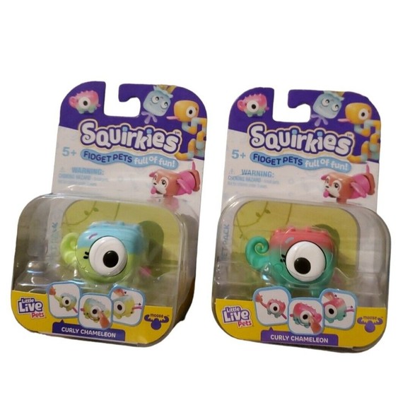 Toys | Little Live Pets Squirkies Fidget Pets Pink Blue Curly Chameleon ...
